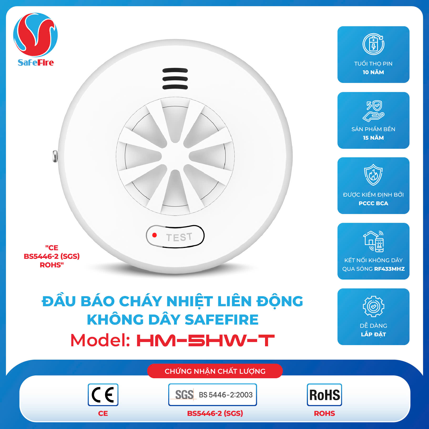 Đầu báo nhiệt không dây HM-5HW-T - Công ty TNHH Công Nghệ & Thiết Bị NT ...